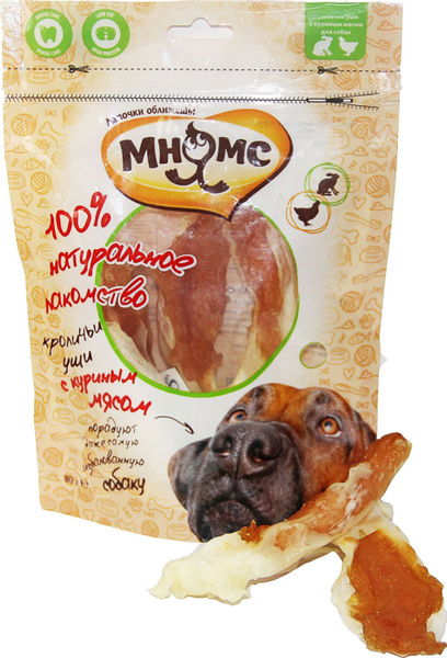Мнямс Лакомство для собак Кроличьи уши с куриным мясом 80 г - купить с ...