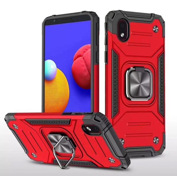 Противоударный чехол для Samsung Galaxy A02 красный с пластиной для ...