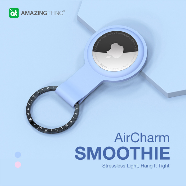 Чехол для AirTag Amazingthing светло-синий защитный Чехол-брелок на ...