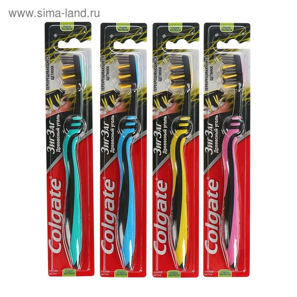 Зубная щётка Colgate ЗигЗаг, древесный уголь - купить с доставкой по ...