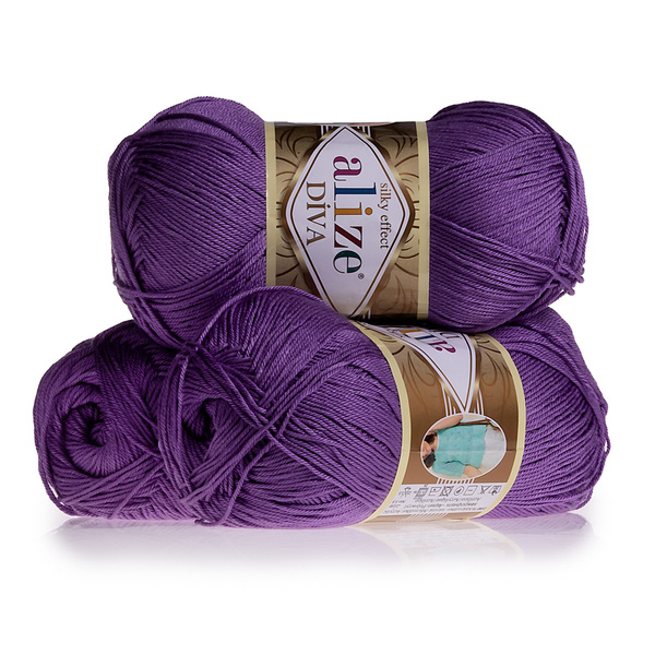 Пряжа для вязания Ализе Дива (ALIZE Diva) №622 сиреневый, комплект 3 мотка, 100% микрофибра ...