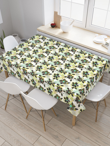 Скатерть прямоугольная на кухонный стол JoyArty "Гранж садового цветения" из оксфорда, 180x145 ...