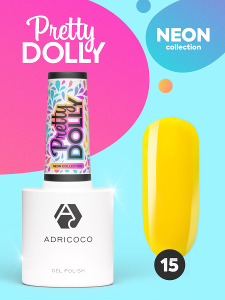 Гель лак для ногтей ADRICOCO Pretty dolly неоновый желтый №15, 8 мл - купить с доставкой по ...