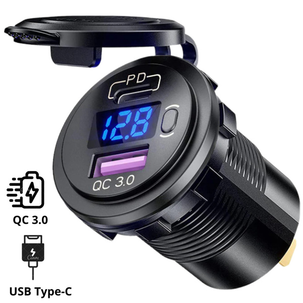 Autofat/ Разъем USB в авто врезной/ Type-C+ БЫСТРАЯ ЗАРЯДКА/ Розетка в ...
