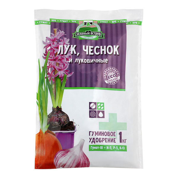 Гуминовое удобрение Зеленый остров для лука, чеснока и луковичных 1 кг ...