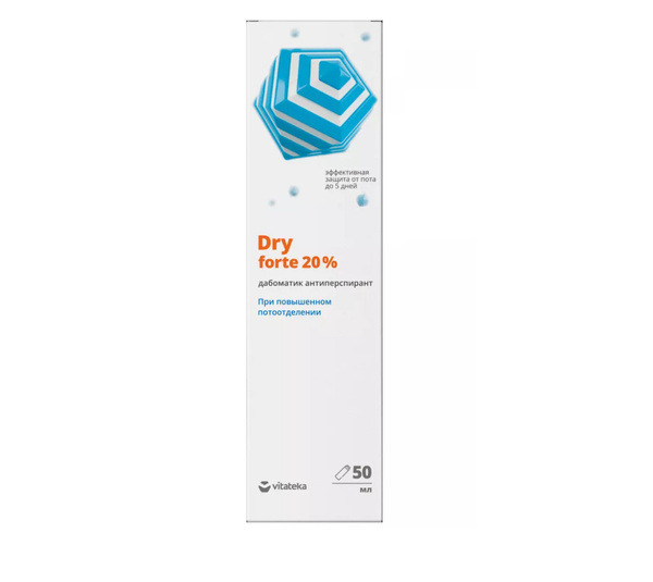 Dry Forte 20% дабоматик Cпиртовой от обильного потоотделения, 50 мл ...