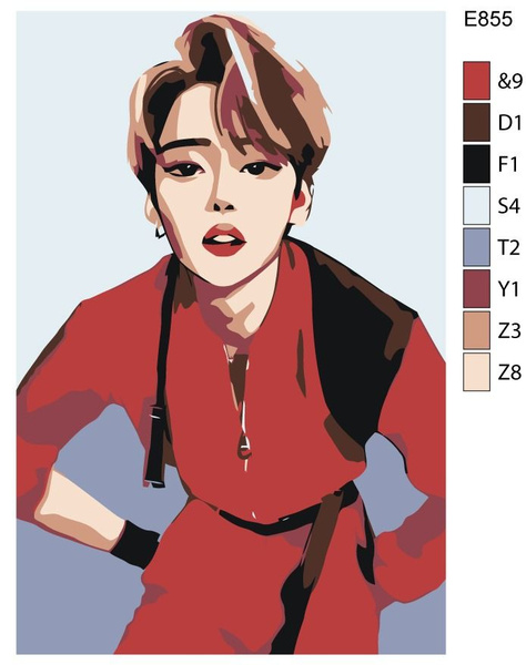 Детская Картина по номерам E855 "Участник K-pop группы Stray Kids ...