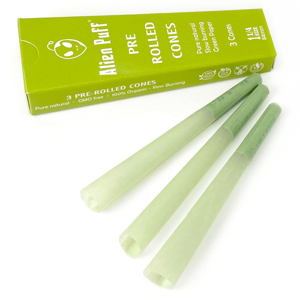 Готовые конусы 3шт. Alien Puff Weed Green Pre-Rolled Cones 1.25 / 80 MM ...