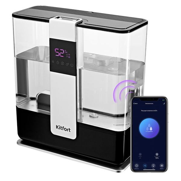 Увлажнитель воздуха Kitfort КТ-2838, черный, с подсветкой, 3 интенсивности увлажнения, таймер ...
