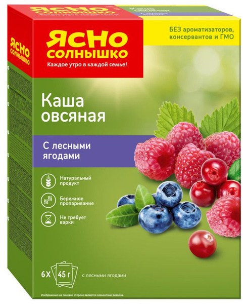 Каша Ясно Солнышко овсяная с лесными ягодами 270 г - купить с доставкой ...