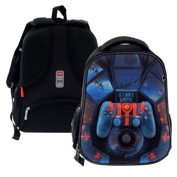 Рюкзак каркасный 38 х 29 х 15 см, 3D эффект, Hatber Ergonomic light Джойстик синий NRk_71042 ...