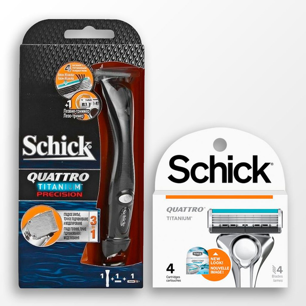 SCHICK QUATTRO, Wilkinson sword, Titanium Precision Бритвенный станок c ...