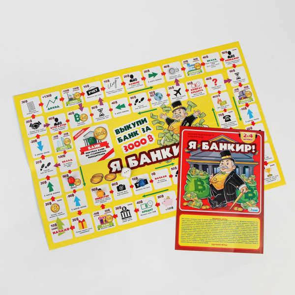 Настольная игра-ходилка "Я банкир" 3 в 1: игра+викторина+фанты, поле ...