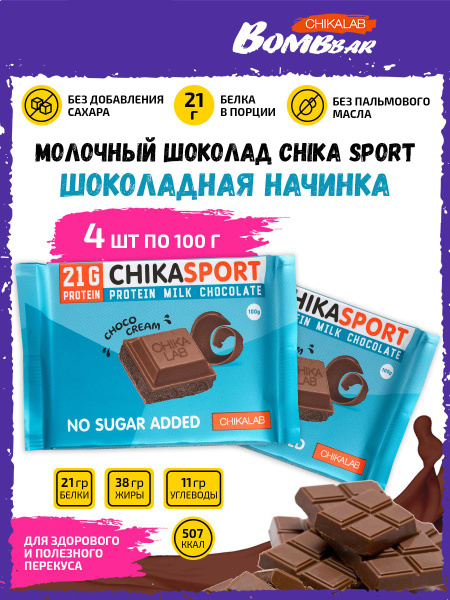 Характеристики Chikalab Chika sport, Молочный протеиновый шоколад с ...