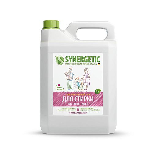 Synergetic, Гель для стирки всех видов тканей, гиппоалергенный, 5000 мл - купить с доставкой по ...