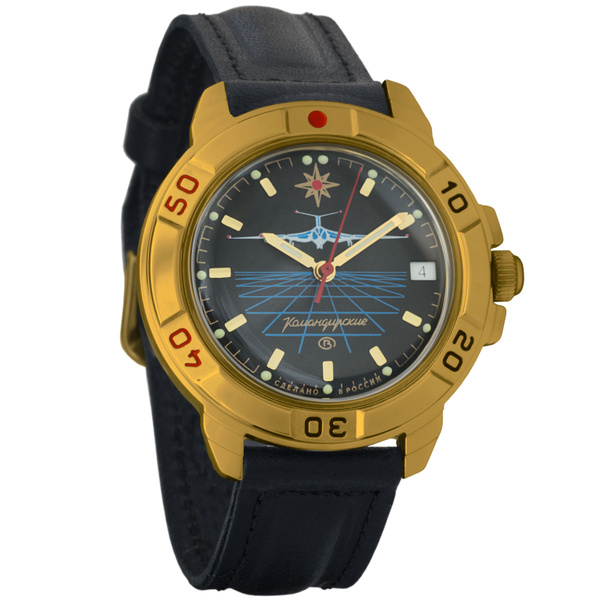 Часы наручные мужские механические Восток Командирские 439499, натуральная кожа, черный - купить ...