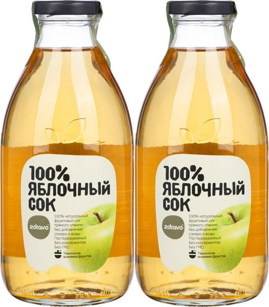 Сок Zdravo яблочный прямого отжима, комплект: 2 упаковки по 750 мл ...