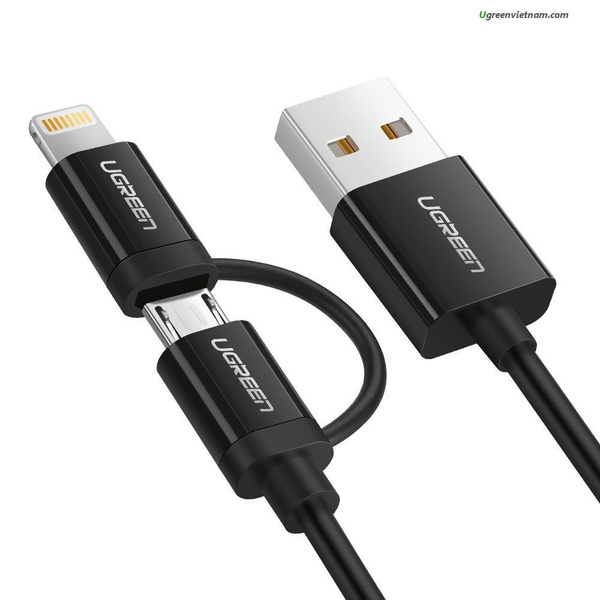 Кабель Ugreen Кабель Lightning MicroUSB US178 USB2.0, BLACK, 1.5M ...
