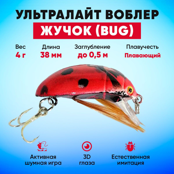 Воблер Фэт (Fat) HuntMaster жучок плавающий (4 г)-0.5 м купить по ...
