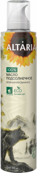 "ALTARIA". Масло подсолнечное нерафинированное СПРЕЙ 250мл - купить с ...