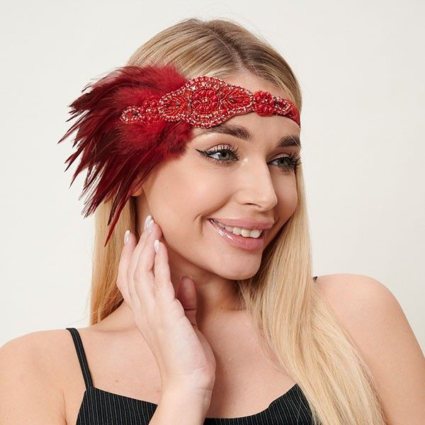 Повязка с пером Celosia в стиле Чикаго 20-х годов, Великий Гэтсби ...