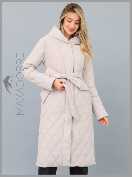 Пальто MAXADORRE, Демисезон, размер 46, цвет бежевый, Полиэстер - купить по выгодной цене в ...