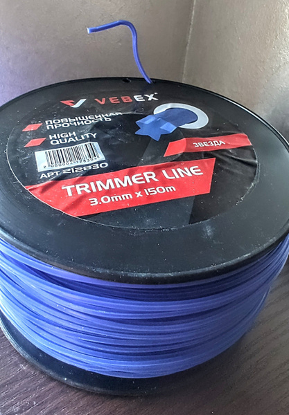 Леска для триммера Леска звезда 3мм усиленная для триммера 150м VEBEX VEBEX VEBEX1_синий_150_3 ...