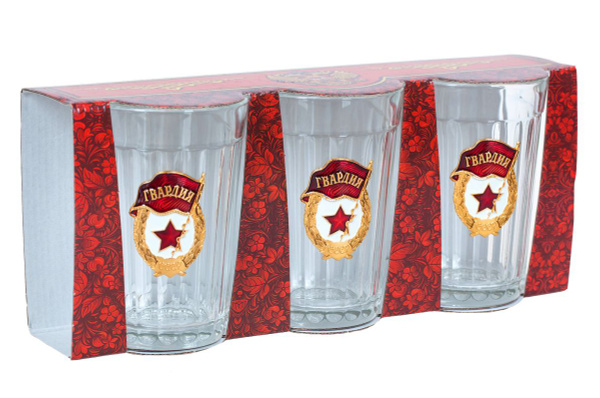 Набор бокалов RusAtribut для воды, для водки "прозрачный с тематическим шильдом", 250 мл ...