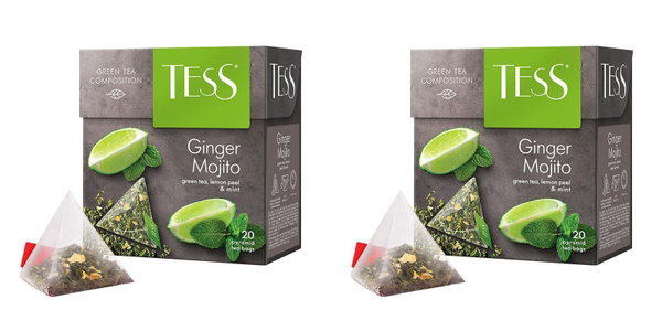 Tess Чай зеленый Ginger Mojito с цедрой лимона и мятой 20 пирамидок по