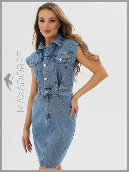MAXADORRE Платье женское летнее , джинсовое, Женский, Лето, размер 46, материал Хлопок — купить ...