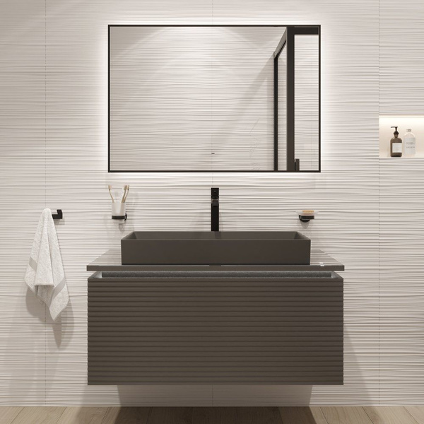 Мебель для ванной комнаты STWORKI Рандерс 100, антрацит, подвесная, с подсветкой купить на OZON ...