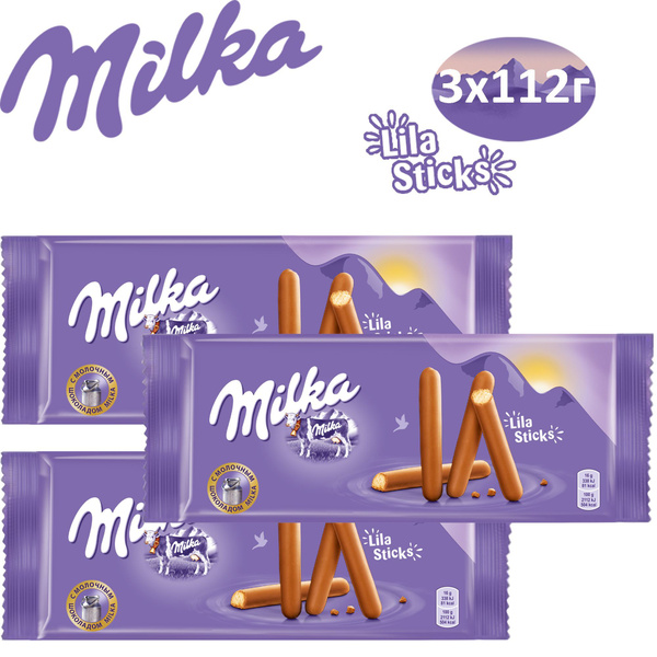 MILKA / Милка Lila Sticks, Печенье-палочки покрытое молочным шоколадом ...
