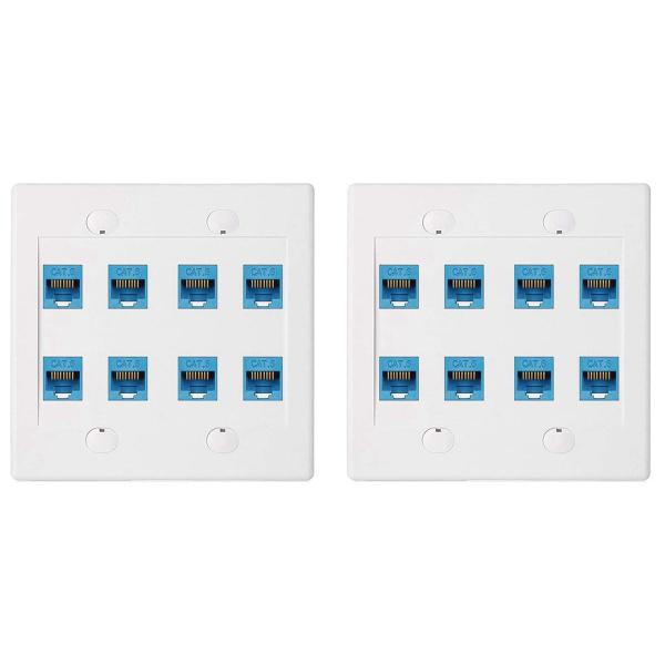 Phosphos Настенная панель Ethernet 8 портов двойной разъем Cat6 Rj45