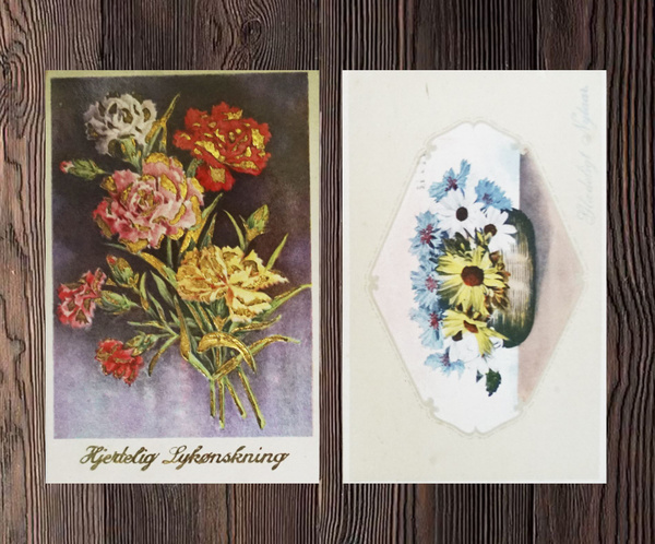 Набор из 2 открыток "Цветы", Дания 1930-1950. Тип 18 купить по низким ценам в интернет-магазине ...
