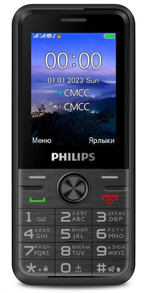 Philips Мобильный телефон E6500 Xenium Black, 2SIM, 2.4", TN (TFT), 320x240, 0.3 Мп, BT, FM ...