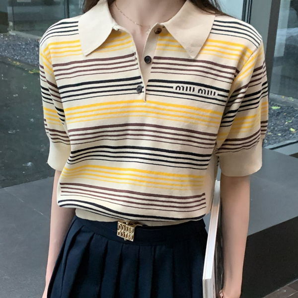 Поло Miu Miu, размер 44, цвет желтый, хлопок - купить по выгодной цене в интернет-магазине OZON ...