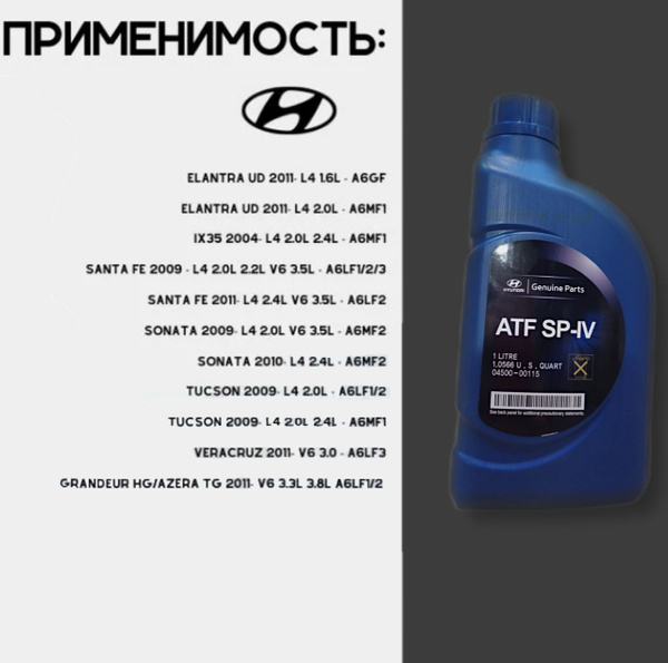 Масло трансмиссионное HYUNDAI/KIA MOBIS ATF SP-IV atf sp-4 - купить по ...