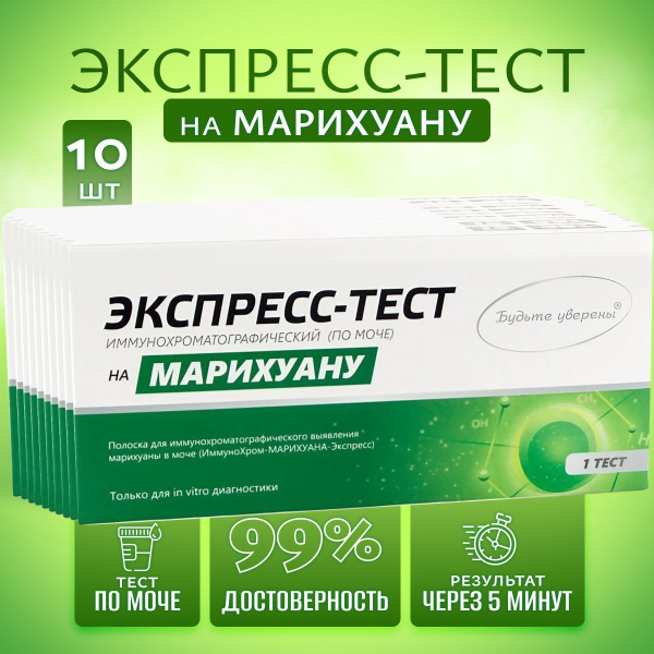 Экспресс тест на выявление марихуаны по моче 10 тестов - купить с ...