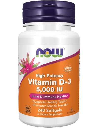 NOW Foods D3, Нау Фудс Д3 25мкг, Vitamin D-3 5000, витамин Д-3, 5000, 240 софтгель-капсул купить ...