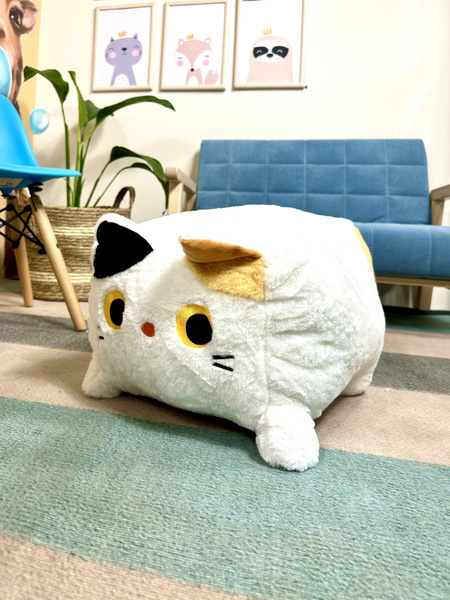 Большая мягкая игрушка - подушка Квадратный кот Белый Котокубик ...