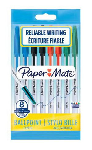 Ручки шариковые цветные Paper Mate PM045, набор 8 шт. (2 синих/2 ...