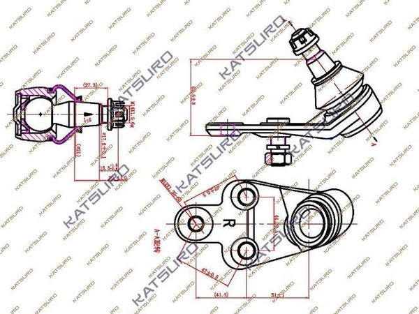 Опора шаровая перед прав KATSURO KAT-10080TOY - купить по доступным ...