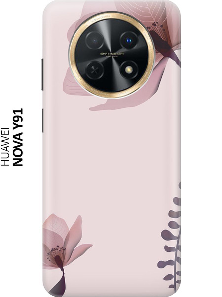 Силиконовый чехол Два цветка на розовом на Huawei nova Y91 / Хуавей ...