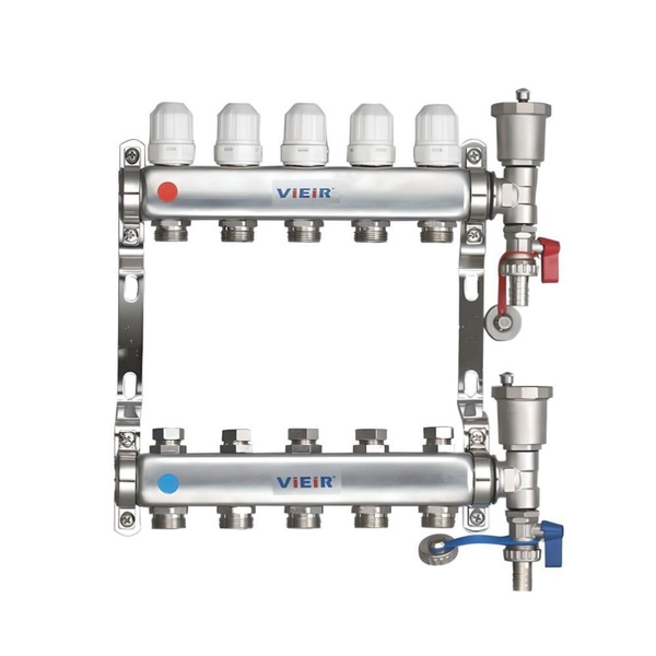 Коллекторная группа БЕЗ КРАНОВ из нержавеющей стали 1" х 3/4" 4 выходов VIEIR - купить в ...