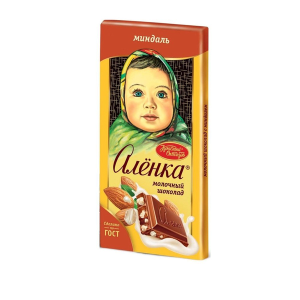 Шоколад Аленка Красный Октябрь молочный миндаль, 90г (1 шт) - купить с ...