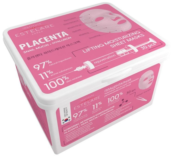 Estelare Плацентарная тканевая маска для глубокого увлажнения кожи лица ...