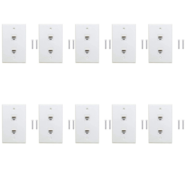Phosphos 1 шт 2 портовая настенная панель Ethernet гнездо Cat6 для