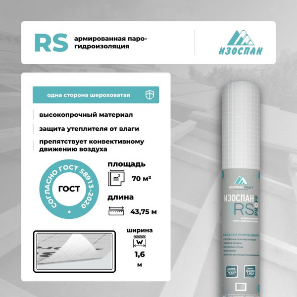 Изоспан RS Proff армированная паро-гидроизоляция с антиконденсатной ...