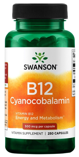 Vitamin B12 Cyanocobalamin 500 mcg 250 caps Swanson США / Витамин B-12 ...