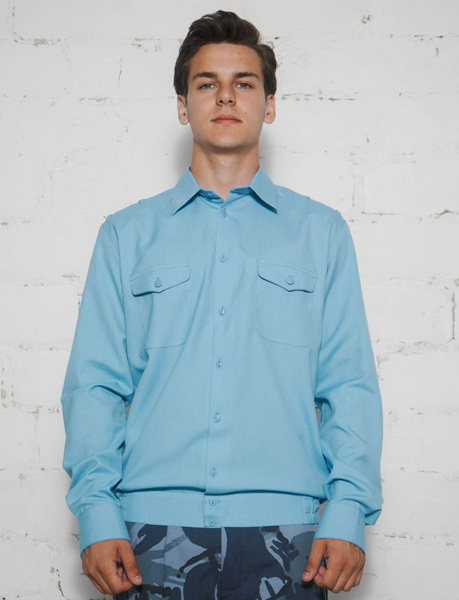 Рубашка Мужской VOEN 36 голубой Длинный Сорочка, размер 39 Пуговицы Россия, рост 170 купить c ...